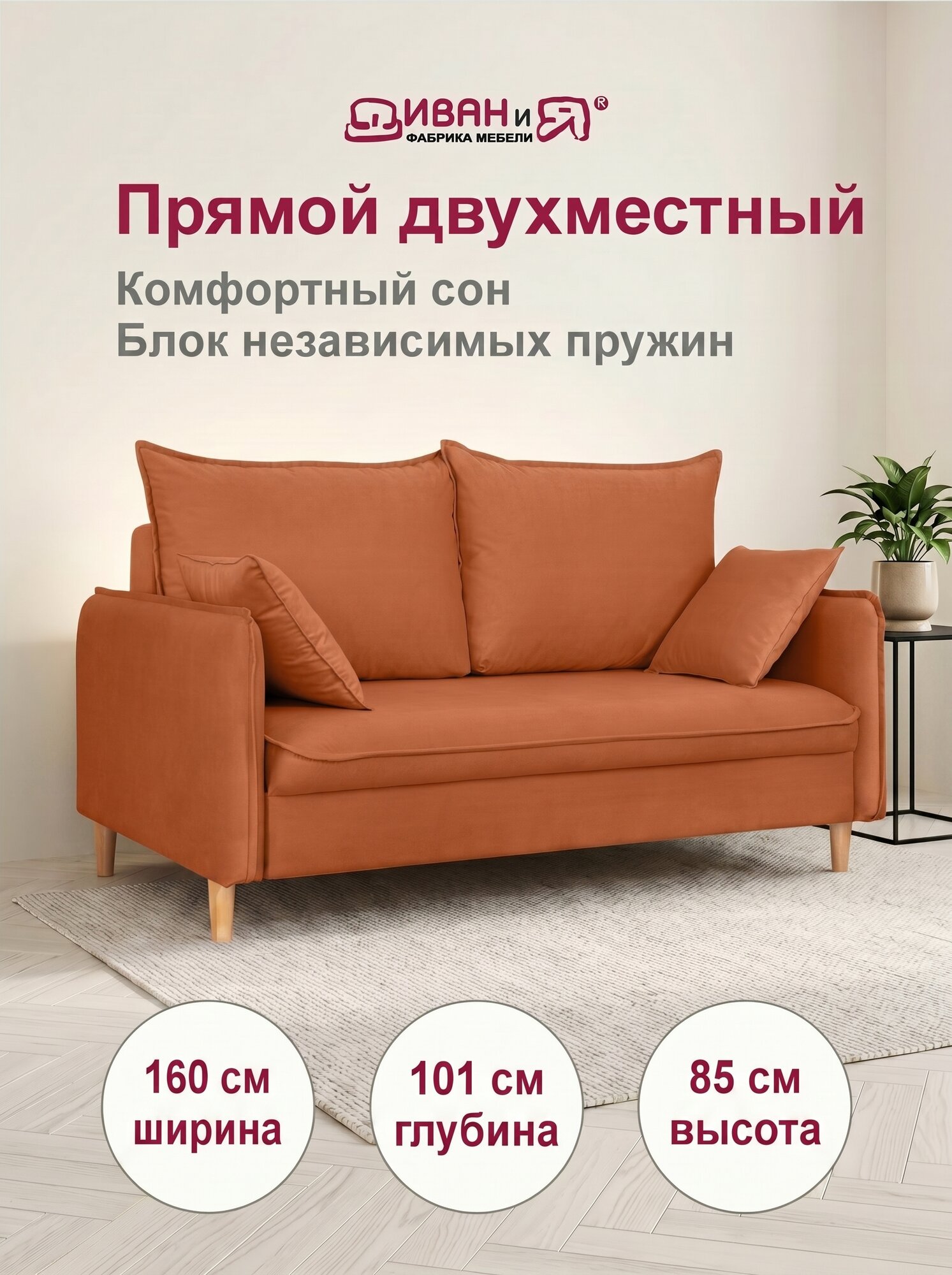 Диван-кровать Ханс на блоке независимых пружин, 160х100х85, спальное 138х195