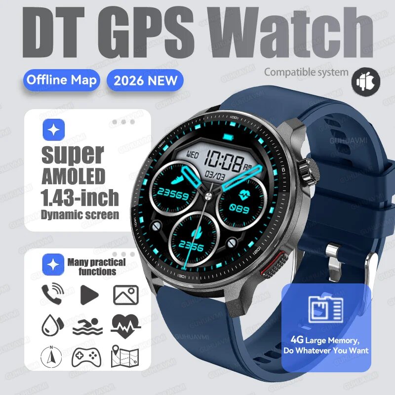 Умные часы DT GPS Blue с AMOLED дисплеем