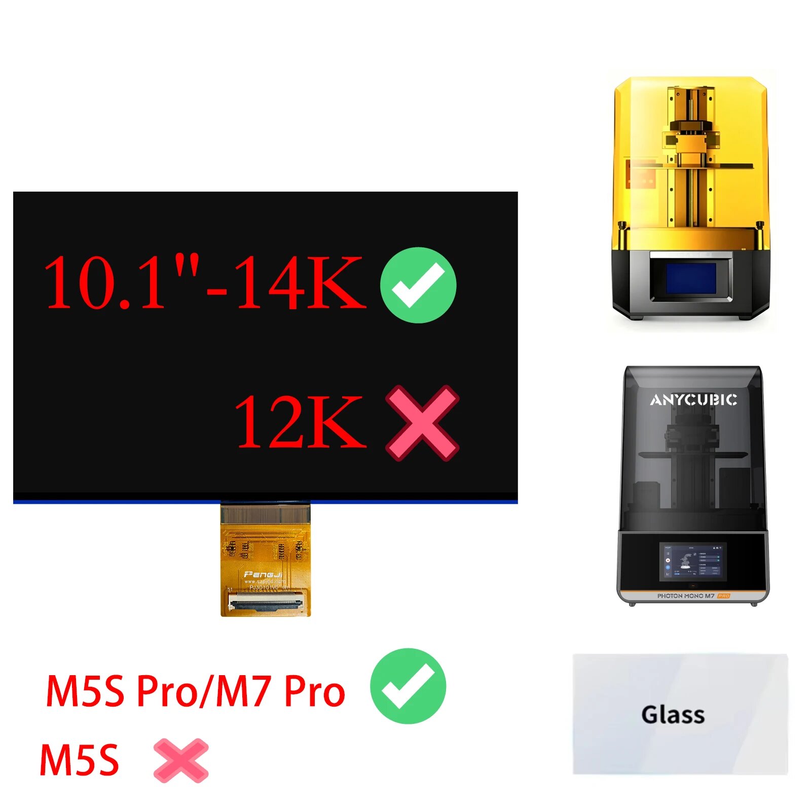 Запасной экран LCD 14K 10,1 дюйма для Anycubic Photon Mono M5s Pro/M7 Pro