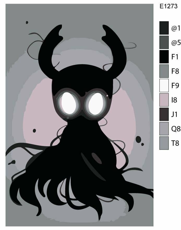 Детская картина по номерам E1273 "Игра(Hollow Knight). Рыцарь" 20x30