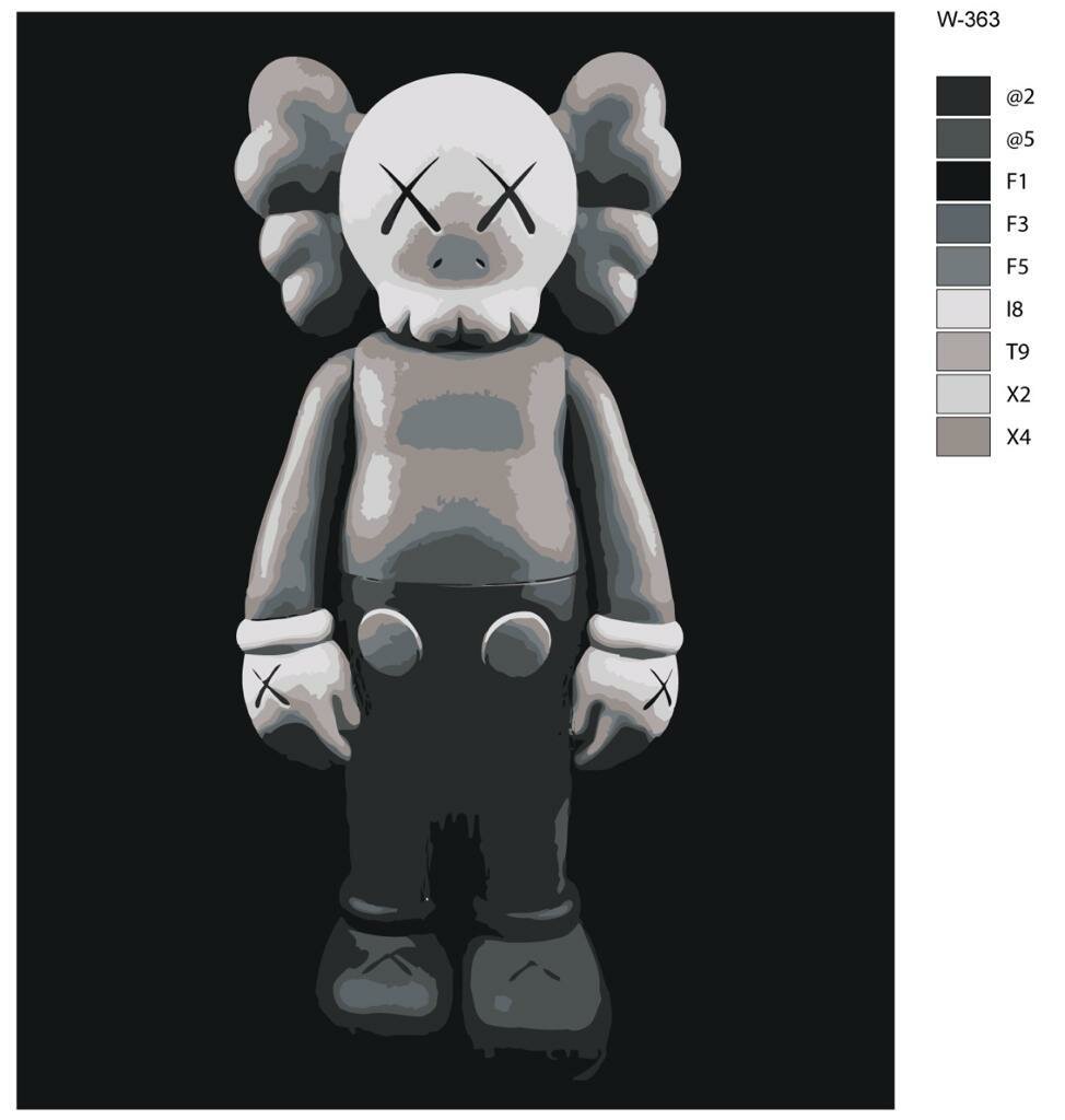 Картина по номерам W-363 "Игрушка xудожника (Брайан Доннелли) KAWS" 70x90
