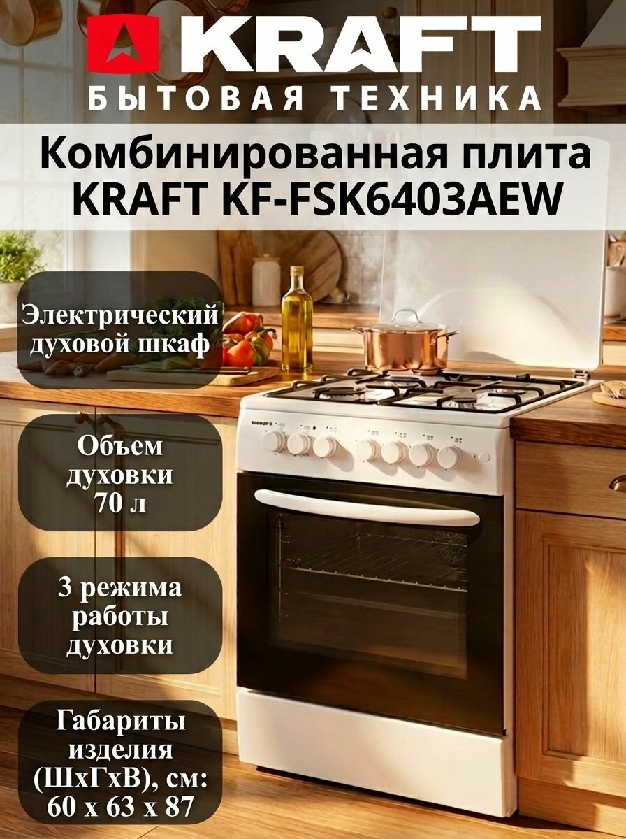 Комбинированная плита KRAFT KF-FSK6403AEW