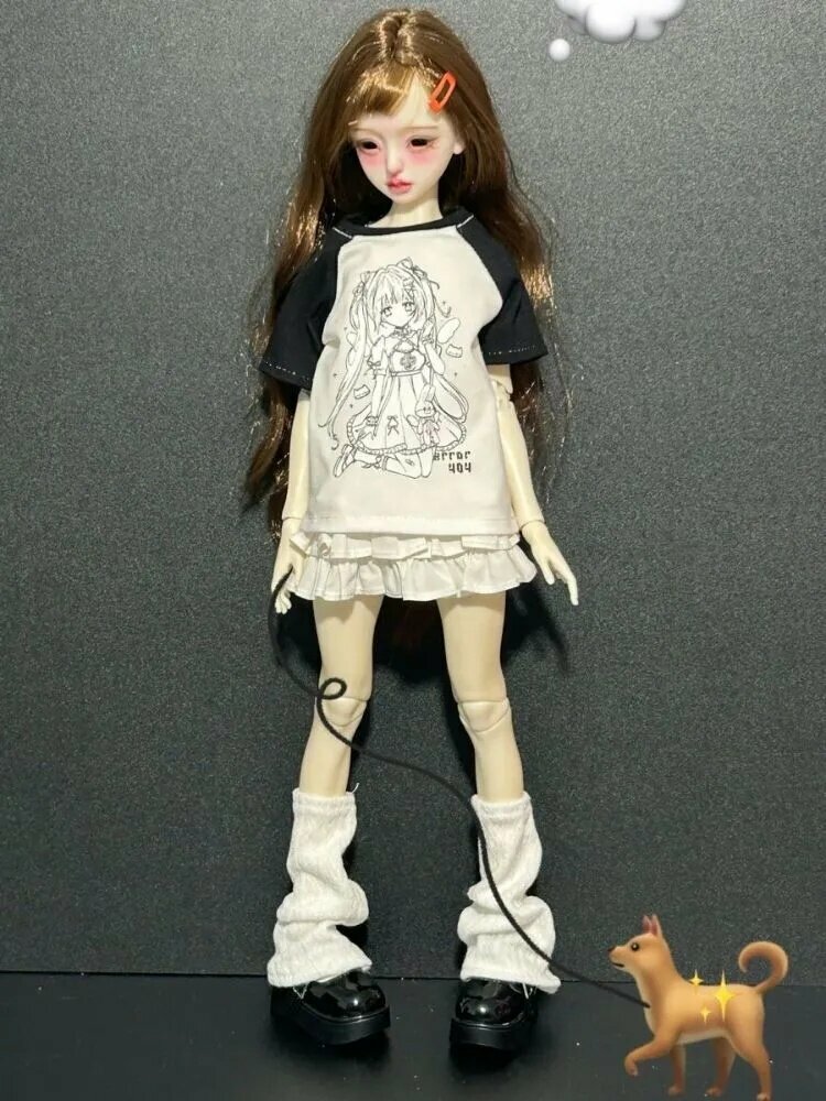 Bjd6 4 мин, детский костюм, футболка, юбка для торта, короткие рукава, короткая юбка
