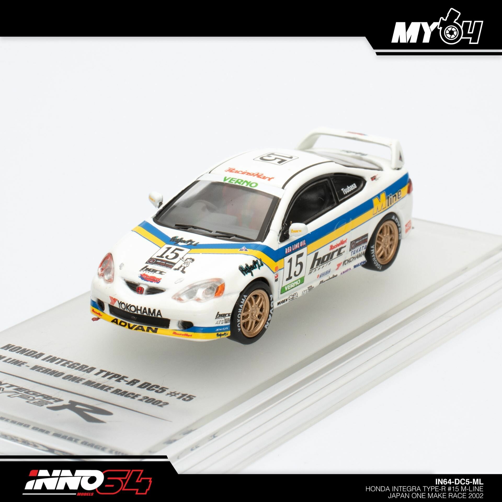 Модель автомобиля Honda Integra Type R DC5 в масштабе 1:64, коллекционная литая машинка INNO64, гоночные автомобили