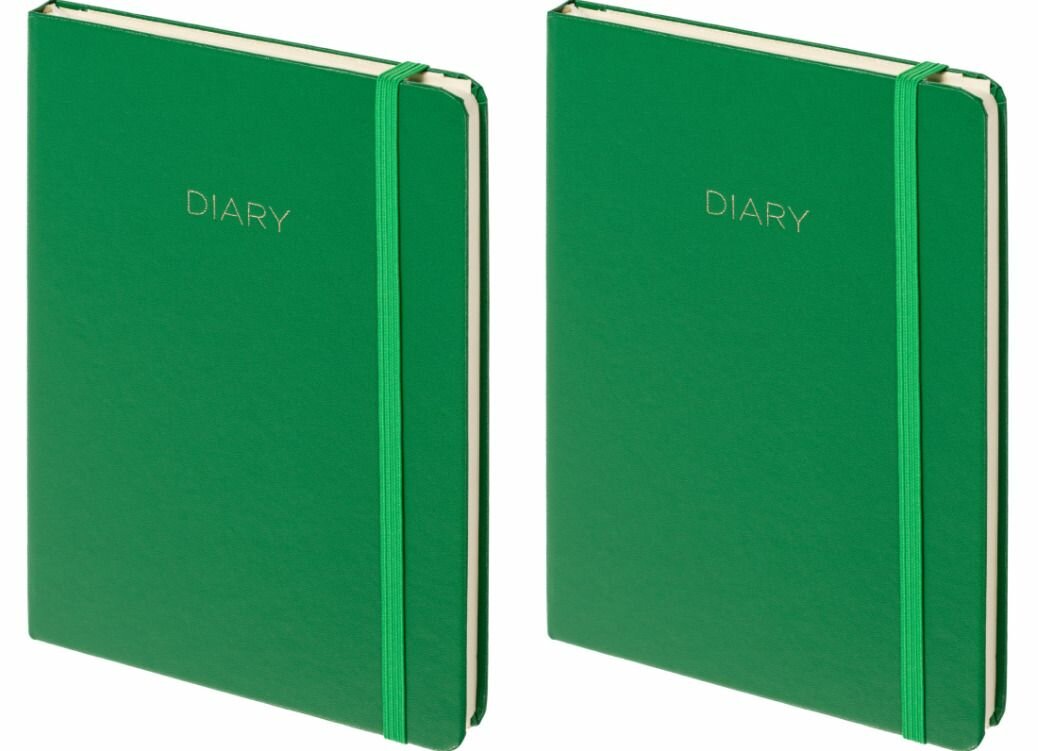 Attache Ежедневник недатированный Diary, А5, 136 листов, зеленый, 2 шт
