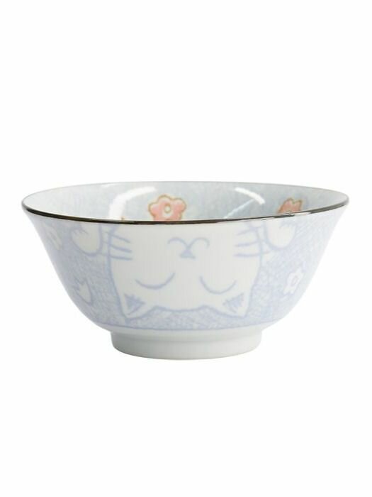 Салатник фарфоровый TOKYO DESIGN Kawaii Cat Neko, 500 мл, 14,8 см, голубой