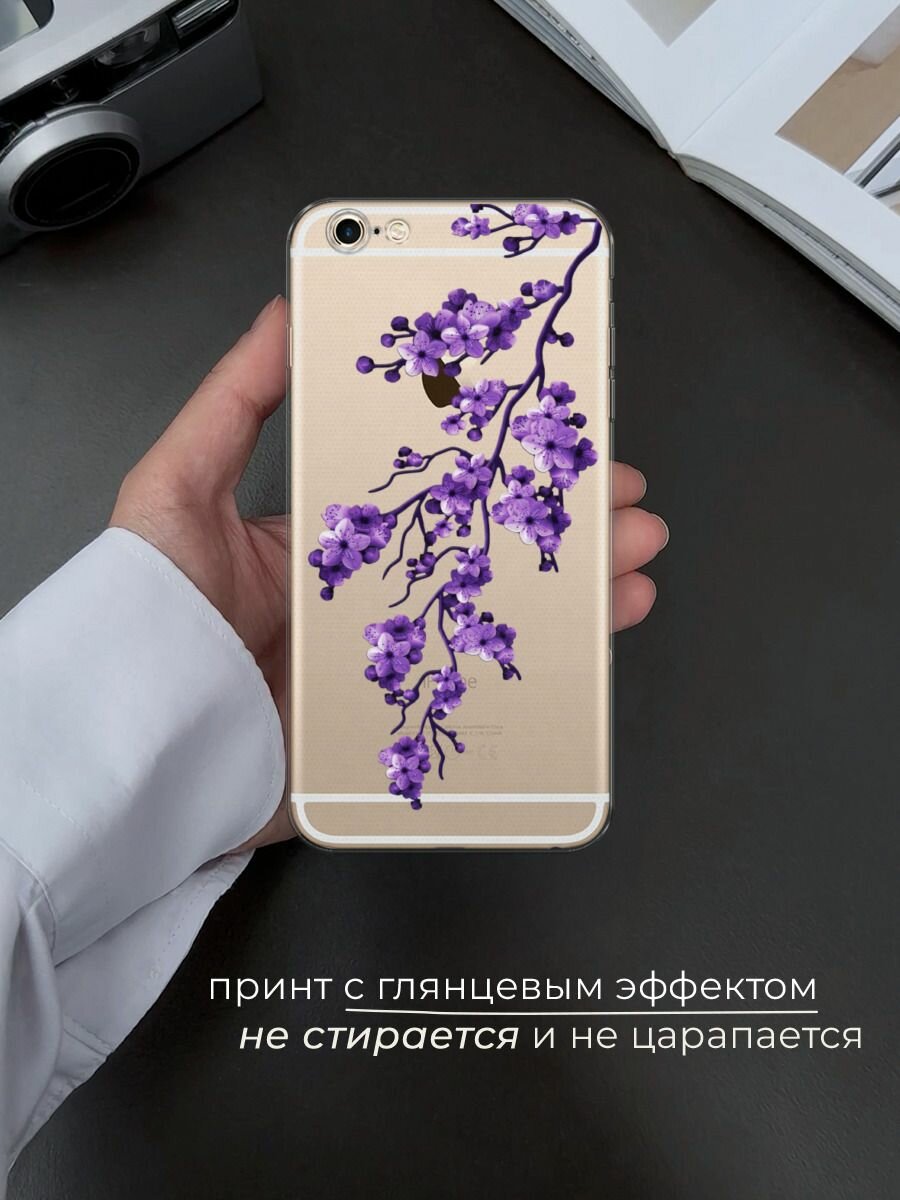 Силиконовый чехол на Apple iPhone 6 Plus/6S Plus / Айфон 6 Плюс/Айфон 6С Плюс с принтом Фиолетовая сакура — фото 1