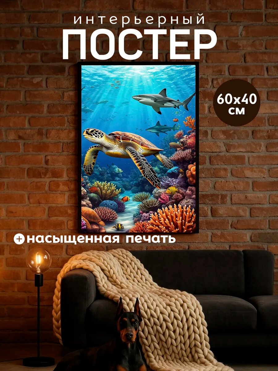 Постер для интерьера 40х60 Черепаха