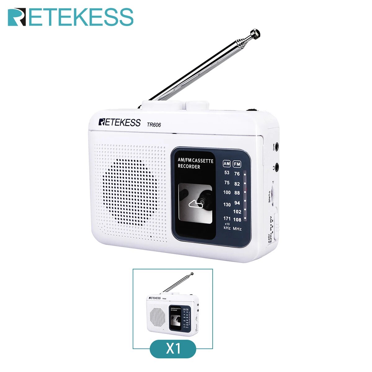 Портативное радио Retekess TR606 FM/AM с кассетным плеером