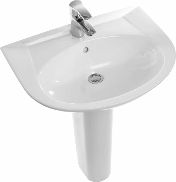 Раковина Sanita luxe Classic luxe 65 с пьедесталом, фарфоровая, раковина для ванной, белая, полукруглая, со встроенным сливом-переливом