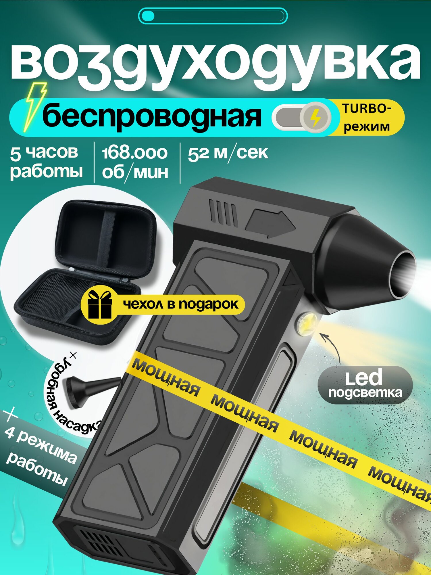 Воздуходувка для компьютера / Воздуходувка портативная / Ветродуйка аккамуляторная