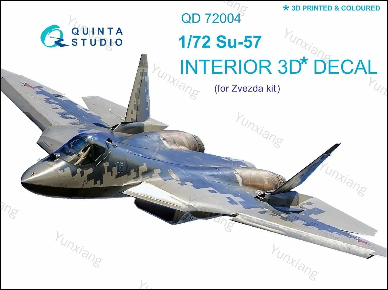 3D Декаль интерьера кабины Су-57 (для модели Звезда 7319) (серые и голубые панели) (перевыпуск QD720