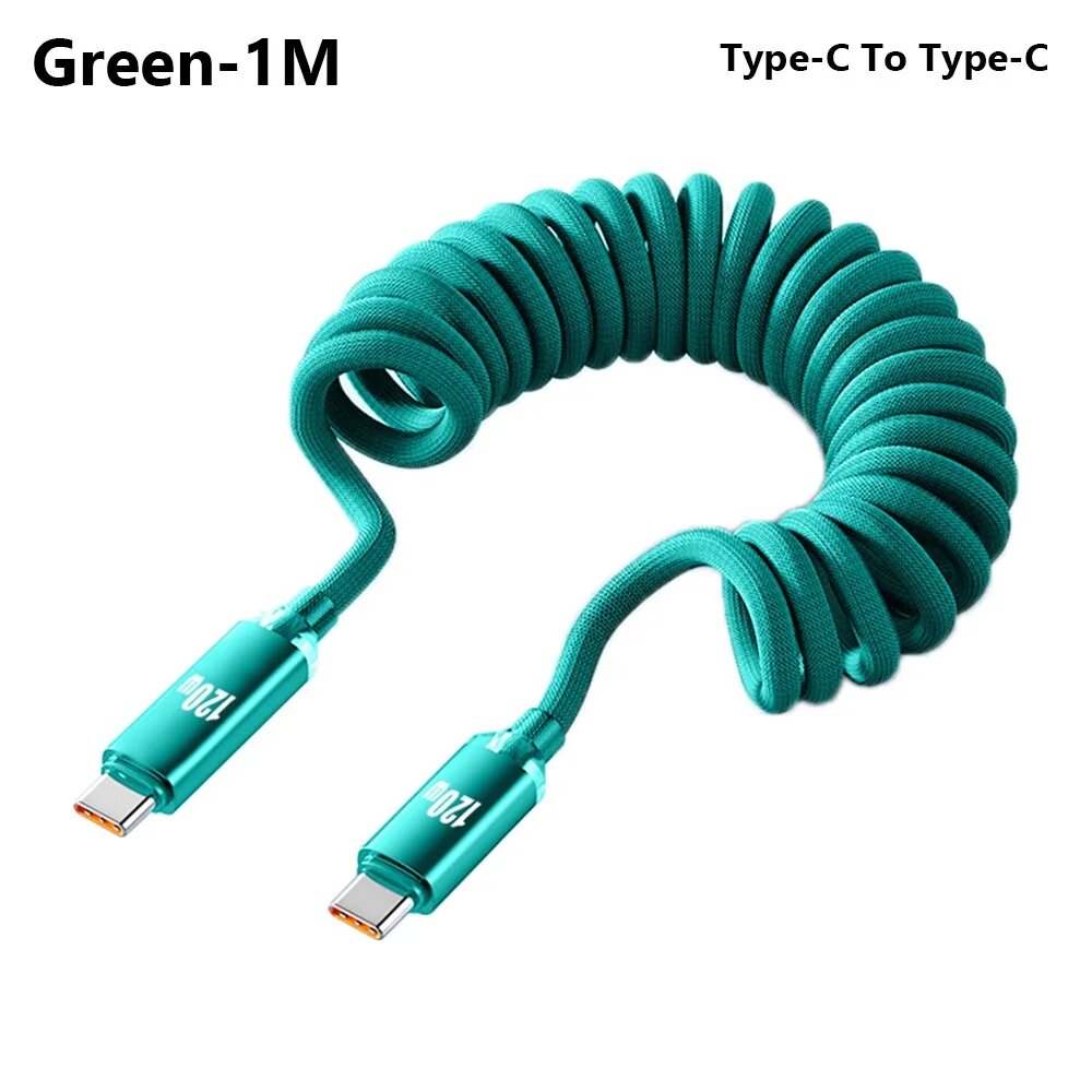 Кабель Type-C на Type-C, зеленый, 1 м