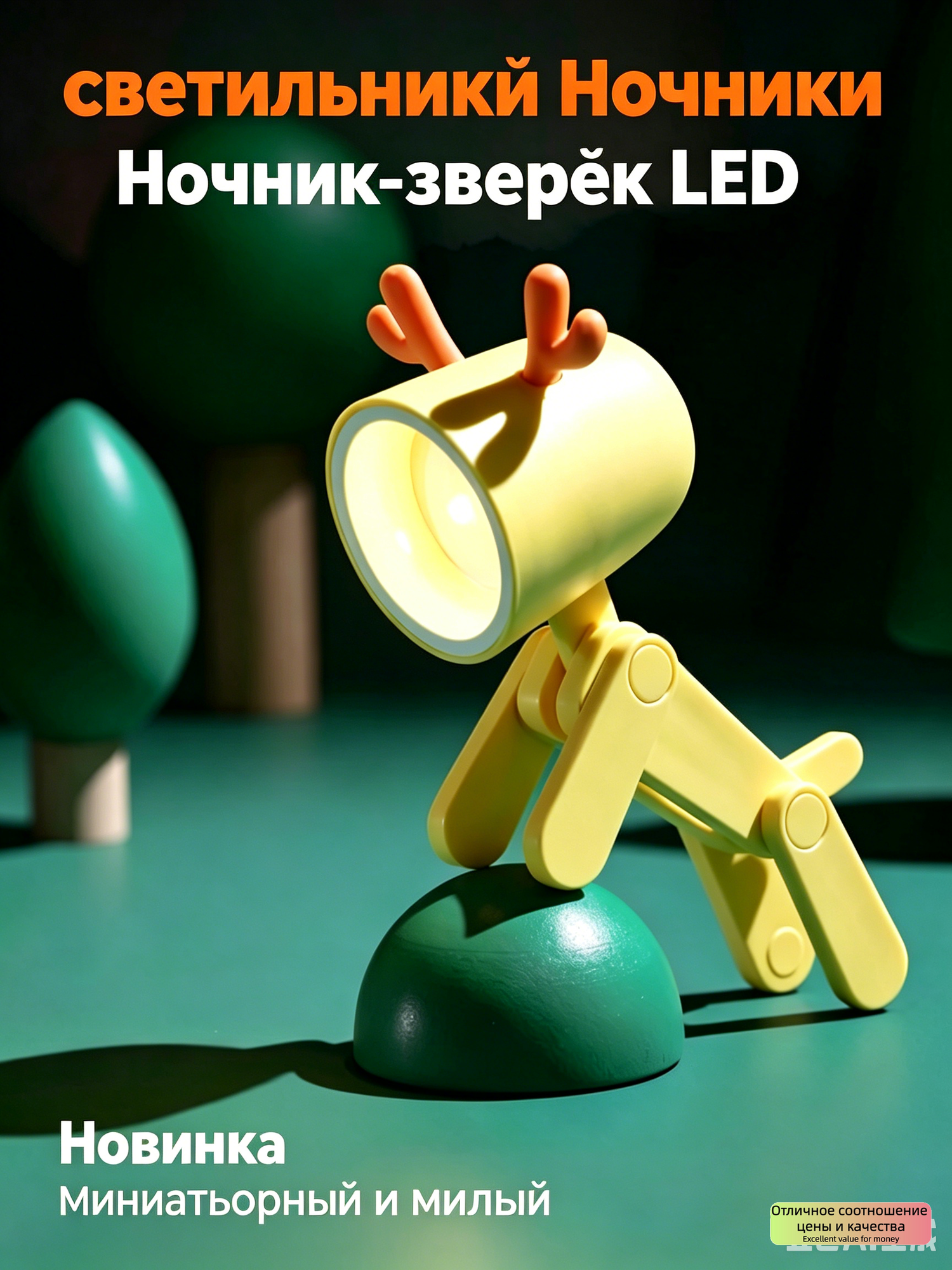 Ночник "Зверёк", LED, мягкий свет, для детской, настольный, пластик