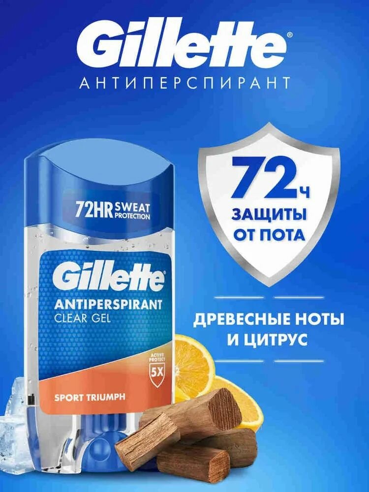 Gillette Triumph Sport Дезодорант-антиперспирант гелевый, мужской, 70 мл