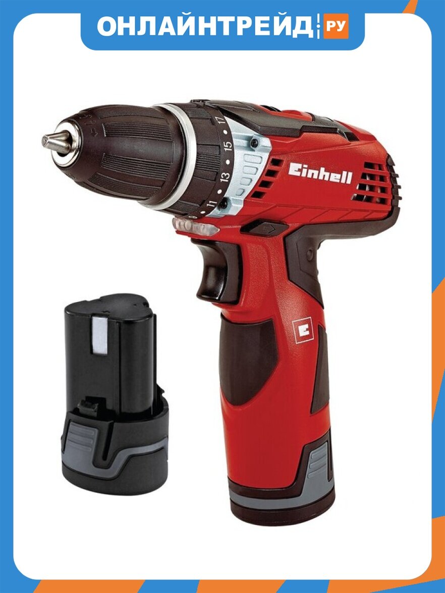 Дрель-шуруповерт аккумуляторная Einhell TE-CD 12 Li, 12В, 2х2.0 Ач, кейс E-box (4513619)