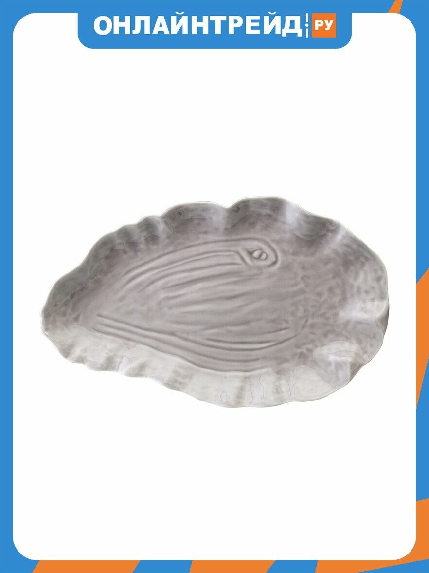 Блюдо сервировочное Tkano Clams Sea treasures 36.7х22 см, фарфор, серый (TK25-TW_SRV0006)