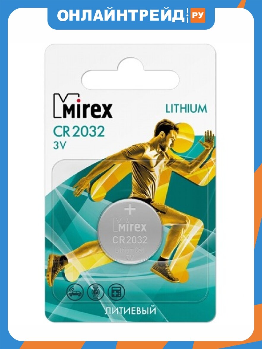 Батарейка литиевая Mirex 23702-CR2032-E1 CR2032 3V 1 шт (1/60/360), блистер