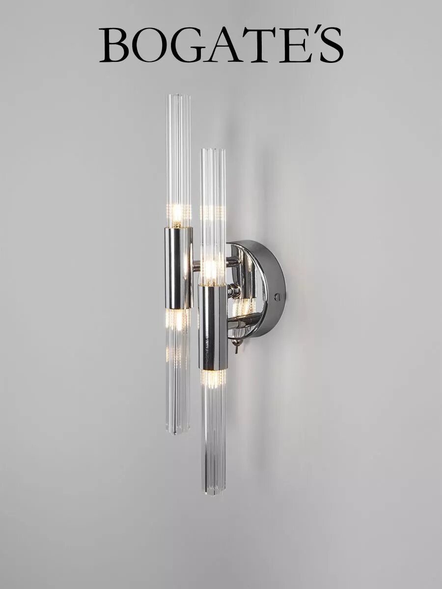 Бра / Настенный светильник Bogate's Sole 558/4, G4, 4*3 Вт, поворотный, с выключателем, цвет хром/прозрачный