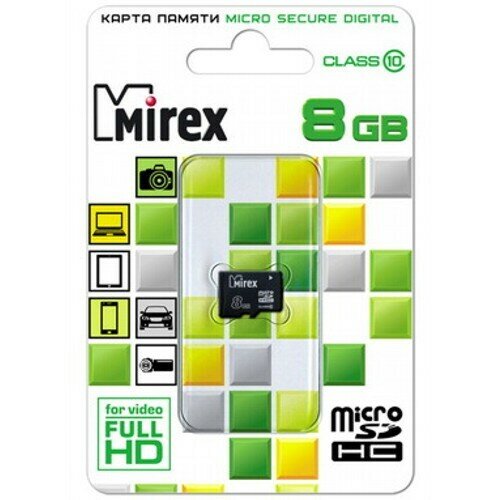 Карта памяти microSDHC Mirex 8 Гб класс 10