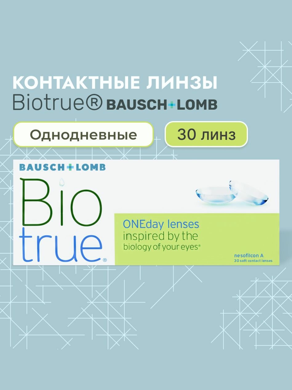 Контактные линзы Bausch + Lomb, Biotrue OneDay, 30 линз I 8.6 I -5.50 I однодневные I биотру