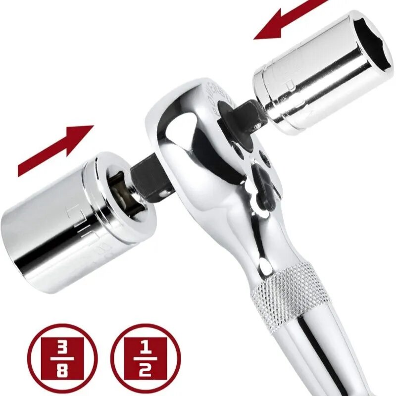 Ключ-трещотка двусторонний 1/2" 1/4",72 зуба, для торцевых головок