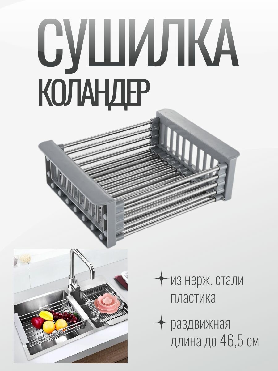 Сушилка для посуды, овощей, фруктов / Корзина коландер металлический для мойки