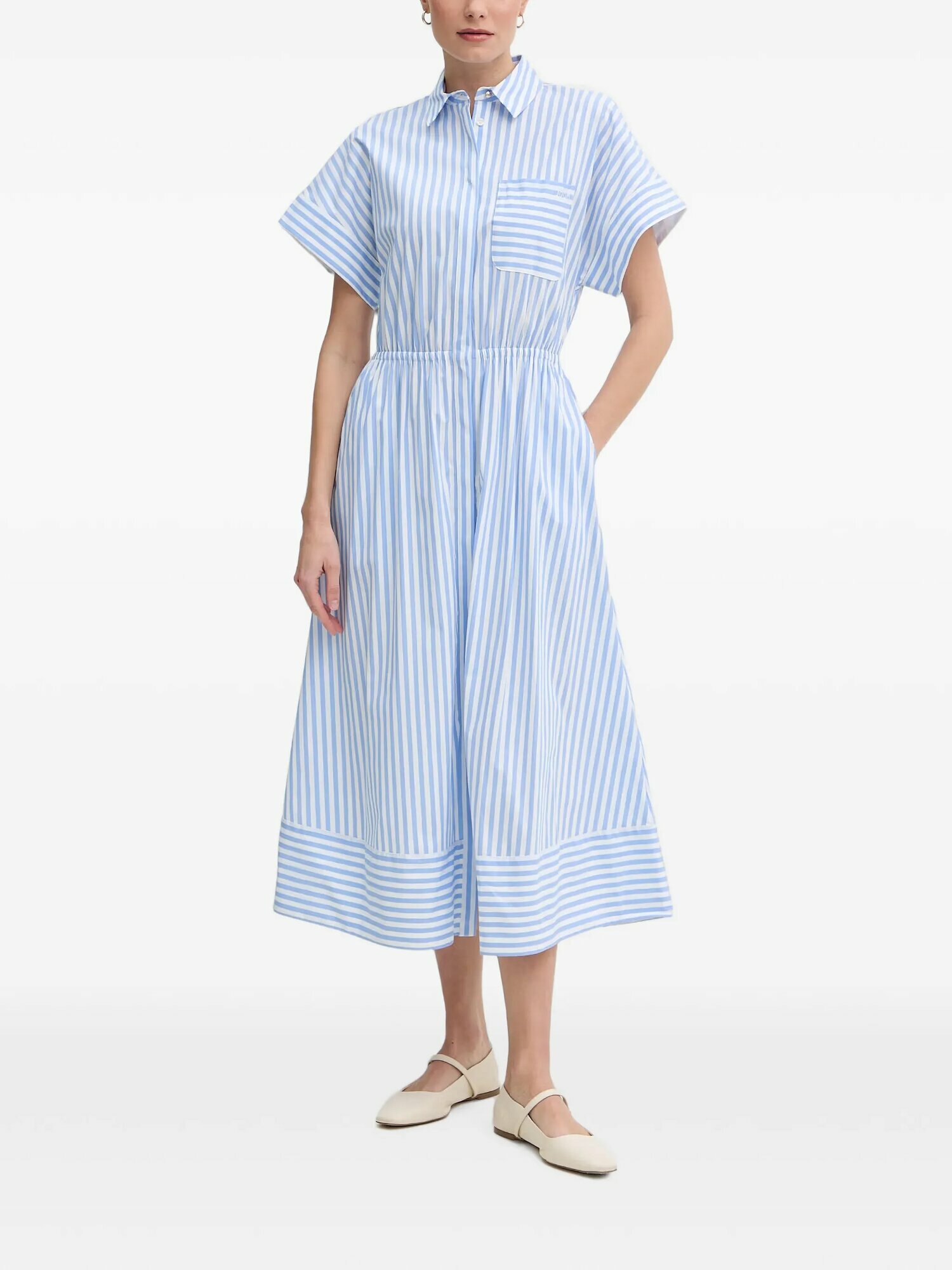 Платье Donika striped elasticated-waist shirt midi dress