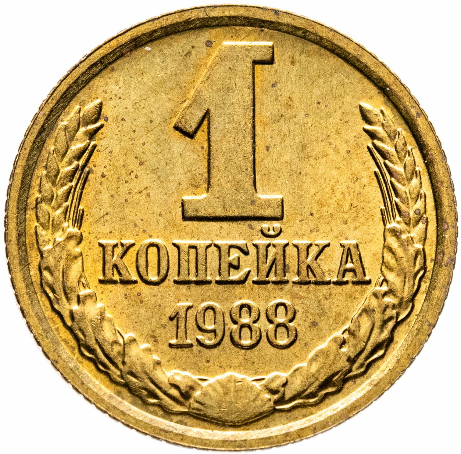 1 копейка 1988, Латунь, в сохранности AU