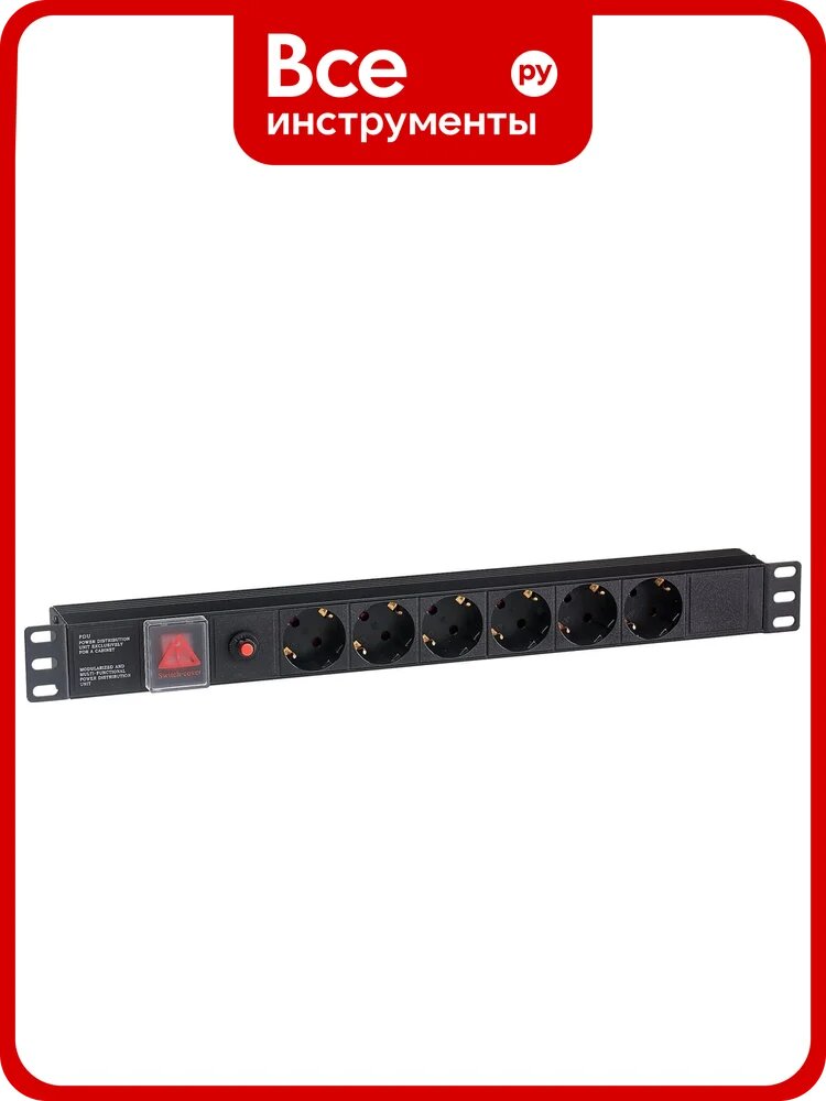 Блок розеток ExeGate ServerPro PDU-19H605 Al-6S-C14-SW-O 19 1U алюминий, 6 Schuko С14 защита от перегрева 280830