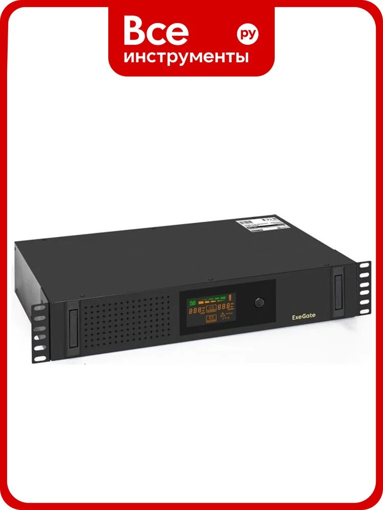 ИБП ExeGate ServerRM UNL-2000. LCD. AVR.2SH.3C13. USB.2U 2000VA 1200W, Color LCD, AVR, 2*Schuko+3*C13, USB, 2U, установка в стойку, Black 293851