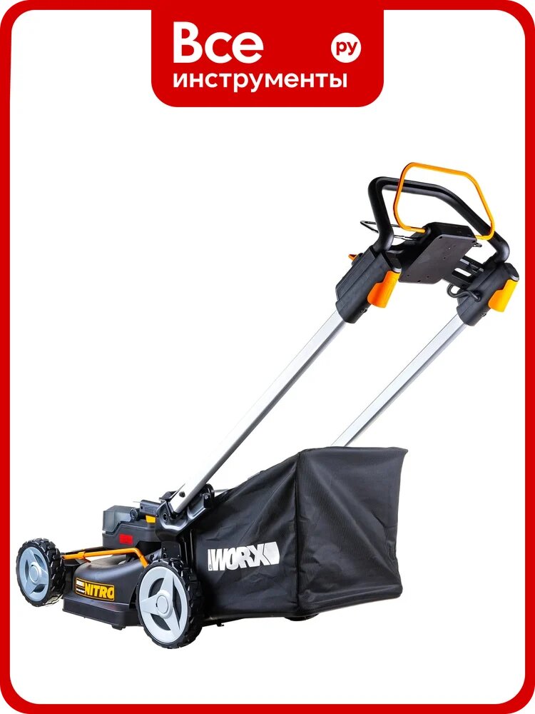 Аккумуляторная самоходная газонокосилка WORX 40 В, АКБ 4 А*ч х2, ЗУ 2А х2 WG749E, применяется