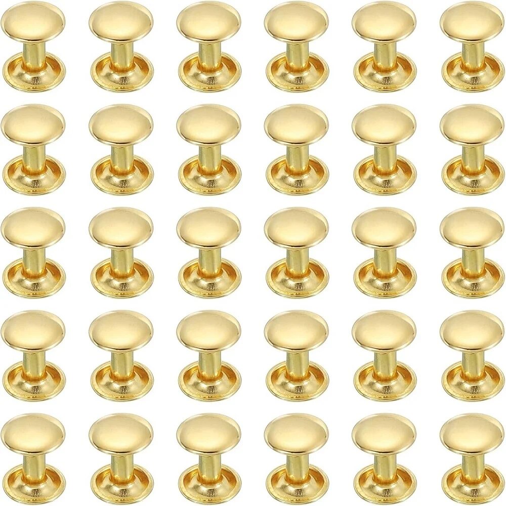 Металлические заклёпки двойные 5-12 мм 100 шт Бежевый, 5mmX6mm, Желтый, Golden