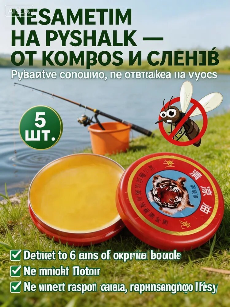 Твердая мазь Tiger Balm 5 штук, облегчает укусов комаров, симптомы простуды, гриппа и головную боль