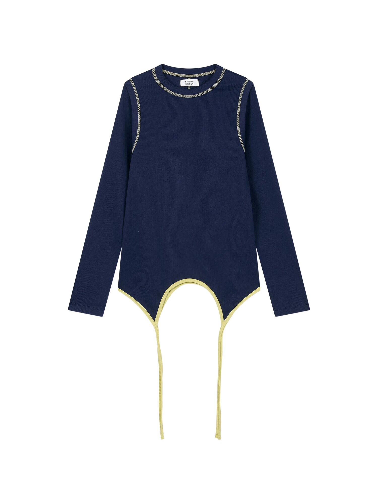 Футболка Ribbed contrast-stitch long-sleeve cotton T-shirt