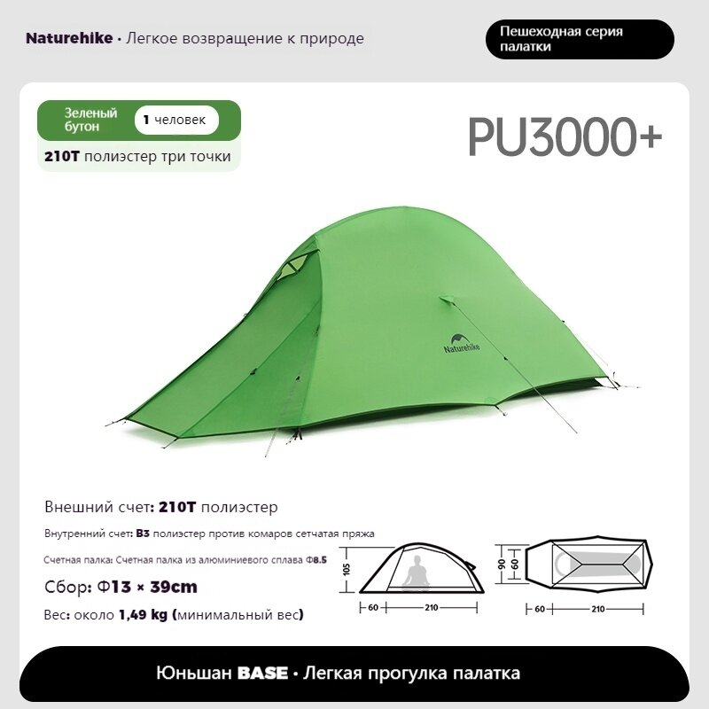 Naturehike Yunshang Палатка на 1-3 человека 210T материал CNK2450WS032