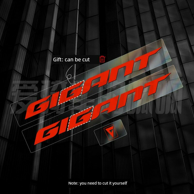 Наклейка-логотип для велосипеда Giant PCR LTD - 2x логотип рамы + 1x логотип рулевой колонки в флуоресцентном оранжевом