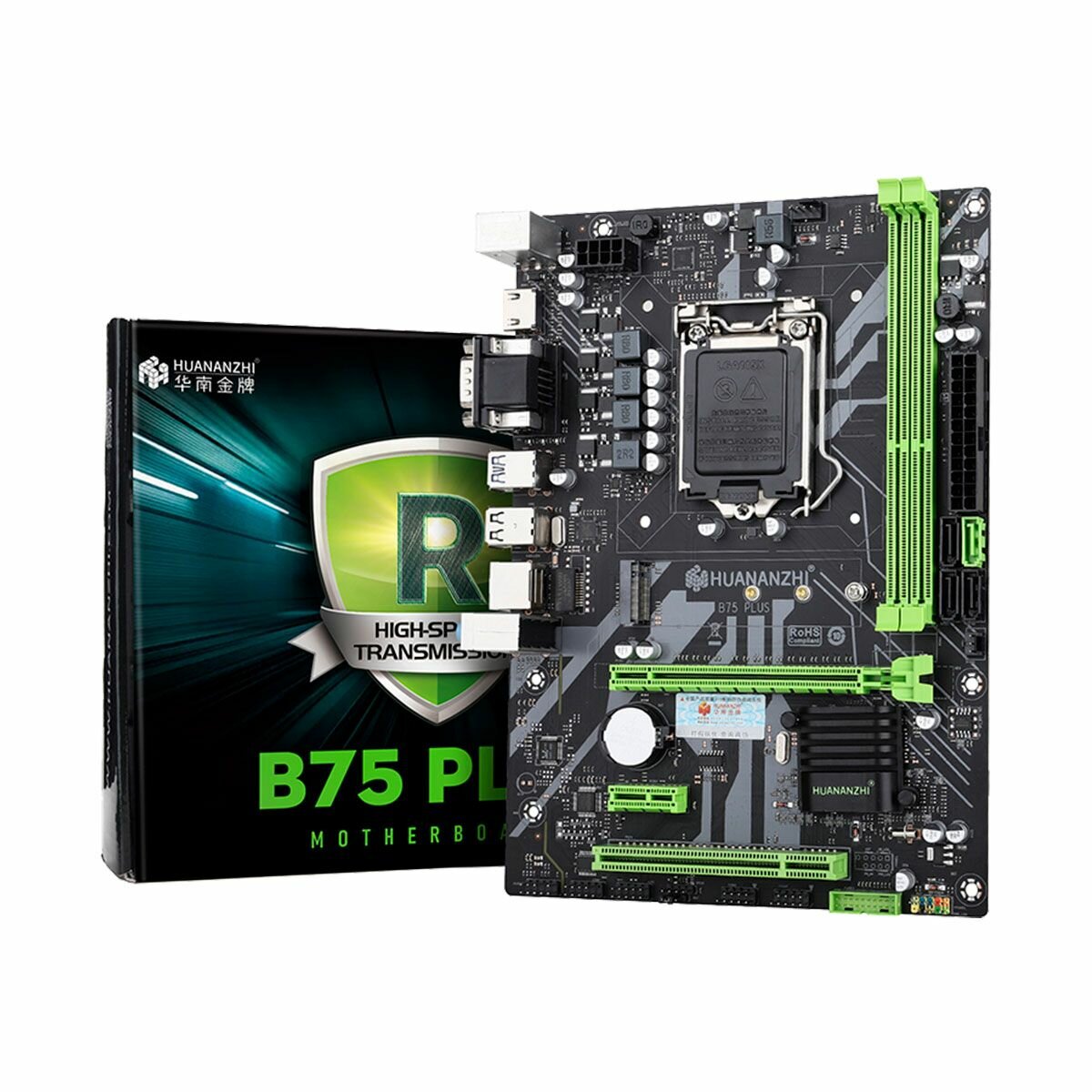 Материнская плата LGA 1155 HUANANZHI B75 Plus 2xDDR3 1600, NVME M.2, mATX
