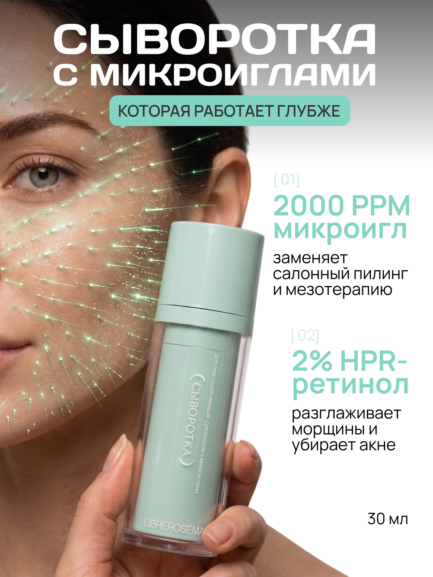 Сыворотка для лица с ретинолом и микроиглами от морщин