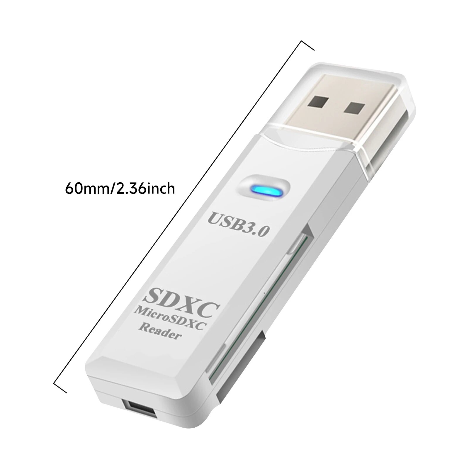 Высокоскоростной Кардридер 2-в-1 Для SD/TF Карт, Адаптер USB 3.0/USB 2.0 Для Белый, USB 3.0 White