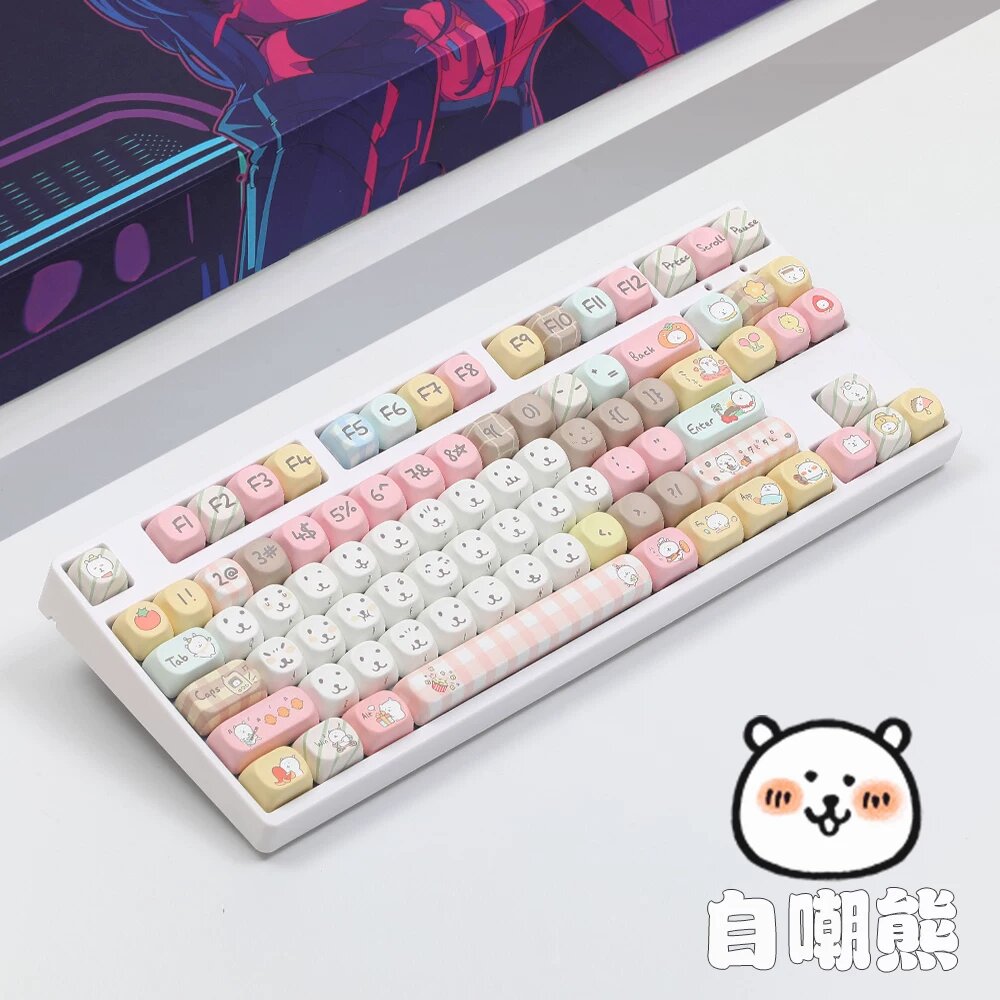 87-клавишная проводная механическая клавиатура с RGB-подсветкой, тема «Самоироничный Медвежонок», однорежимная