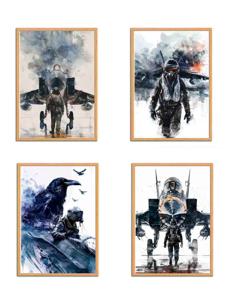 Птица ворон Пилот, 4 Плаката, 30x21см