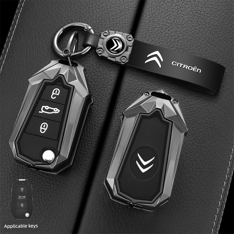 Крышка для ключа Citroen с кожаным ремешком A03 в цвете вакуумной пушки для моделей C3 XR, C5 Aircross, C4 L