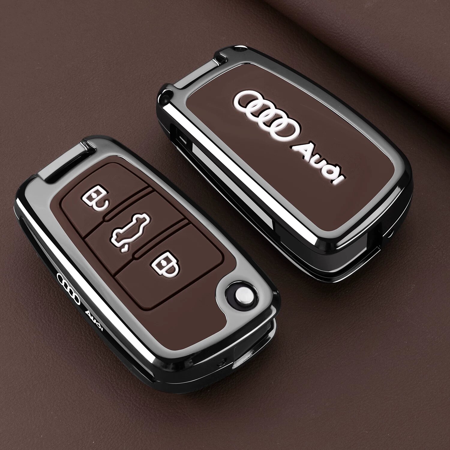 Одиночный чехол для ключей Audi Q3, цвет мокко-коричневый, премиальное покрытие для моделей 2025 года