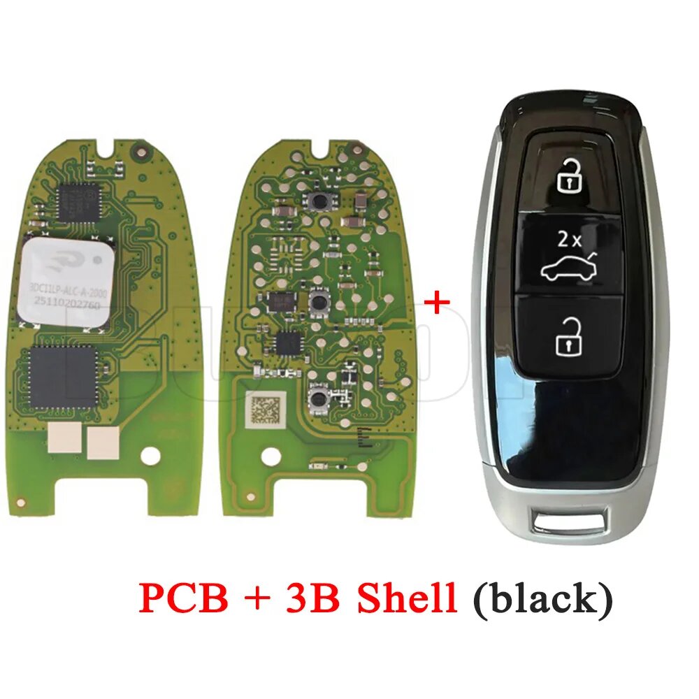 Ключ A.DI 3-кнопочный Audi MLB, черный корпус + PCB