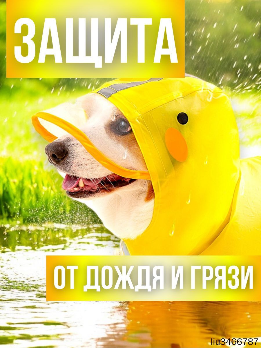 Дождевик для собак водоотталкивающий анатомический (корги/такса/йорк), размерная сетка, светоотражающие полосы