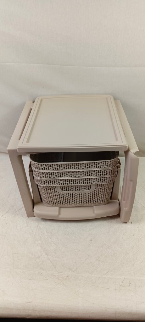 Комод KEEPLEX KL379522005 Ajur с корзинами на колесиках трехсекционный компакт 37х30х52см бежевый топаз (1488380)