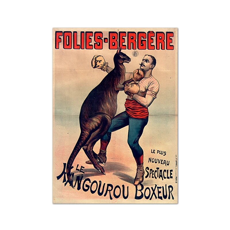 Плакат "Kangourou Boxeur", Folies-Bergère, 15x21 см, PB20060