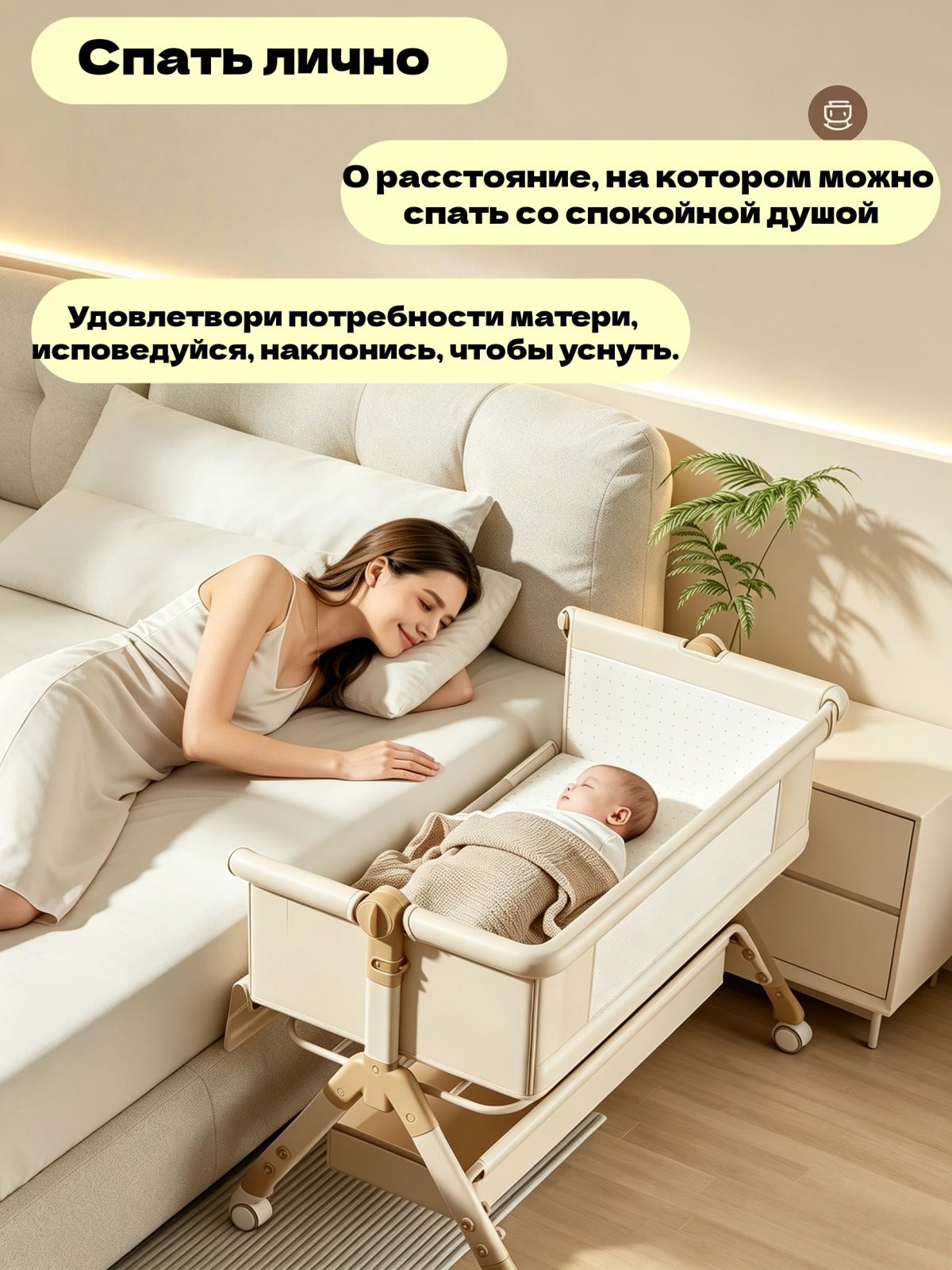 Кровать детская 60х100х80 см, бежевый
