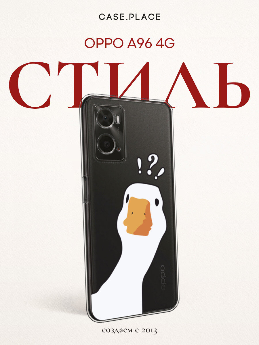 Чехол на Oppo A96 4G / Оппо А96 4G с принтом Белый гусь, прозрачный
